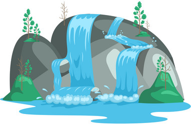 Rock stone sculptures tropical river Royalty Free Vector