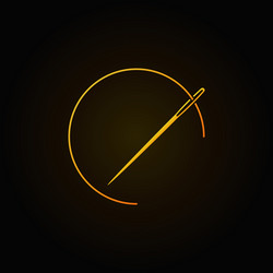 Golden needle with a thread in the form of heart Vector Image