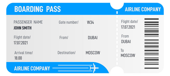 United Airline Ticket Template