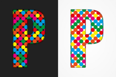 Bubble letter p glitter character of colored dots Vector Image