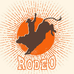 Rodeo bull symbol cowboy riding a wild Royalty Free Vector