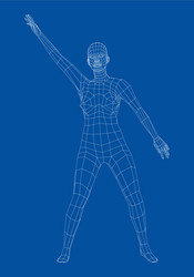 Wireframe ballerina in dance pose Royalty Free Vector Image