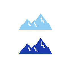 Blue hills with snow sign symbol logo Royalty Free Vector