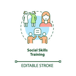 Social skills training concept icon Royalty Free Vector