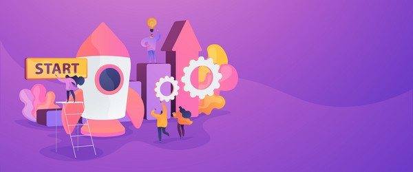 Startup accelerator web banner concept Royalty Free Vector