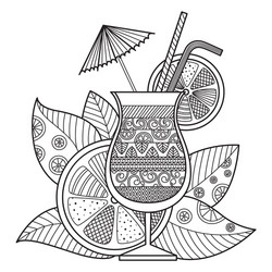 Summer cocktail coloring book Royalty Free Vector Image