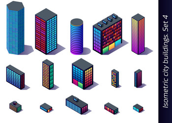 Isometric buildings for map game or decoration Vector Image