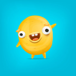 Cartoon funny yellow alien monster isolated Vector Image