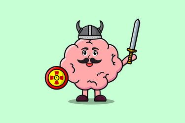 Cute cartoon brain throwing trash in the trash Vector Image