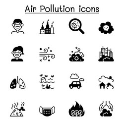 Air pollution icon set in thin line style Vector Image