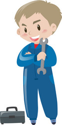 Repairman with lots of tools Royalty Free Vector Image