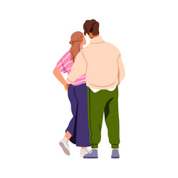 Love couple hugging standing from behind back Vector Image
