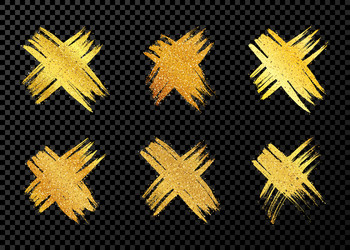 Gold hand drawn cross symbol Royalty Free Vector Image