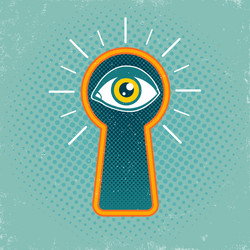 Human eye looks through keyhole Royalty Free Vector Image