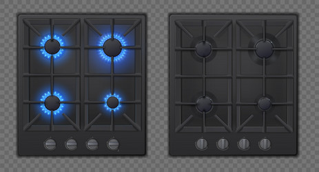 3d realistic black induction cooktops Royalty Free Vector