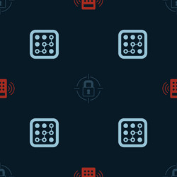 Set security keypad access panel lock and graphic Vector Image
