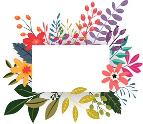 Flowers square frame card template with blooming Vector Image