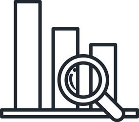Lupe with bars chart line style icon design Vector Image