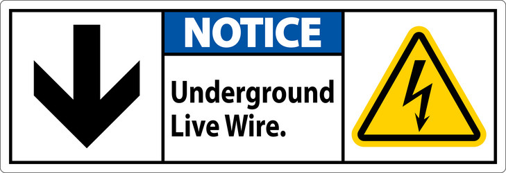 Notice sign underground live wire Royalty Free Vector Image