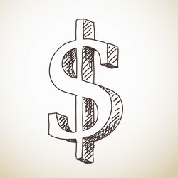 Sketch of paper money stack coins sack Royalty Free Vector