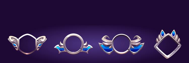 Silver game frames medieval ui or gui borders set Vector Image