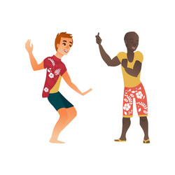 African caucasian men dancing at beach Royalty Free Vector