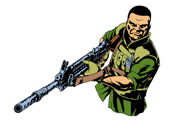 Military army soldier with machine gun in his hand