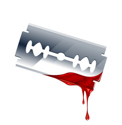 Razor blade with blood icon flat style Royalty Free Vector
