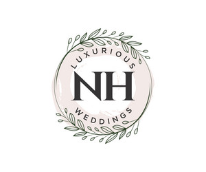Nh initials letter wedding monogram logos Vector Image
