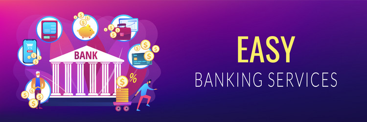 Bank account concept banner header Royalty Free Vector Image