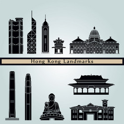 Hong kong landmarks and monuments Royalty Free Vector Image