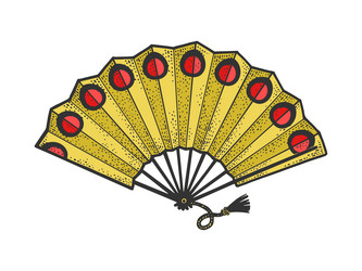 Japanese hand fan sketch Royalty Free Vector Image