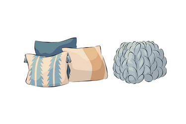Cartoon cushion doodle bedroom round pillow Vector Image
