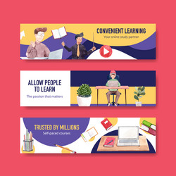 Online learning banner template design Royalty Free Vector