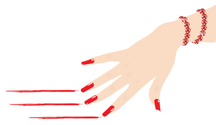 Hands with red nails manicure isolated on white Vector Image