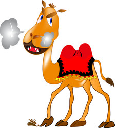 Sad camel with a flower Royalty Free Vector Image