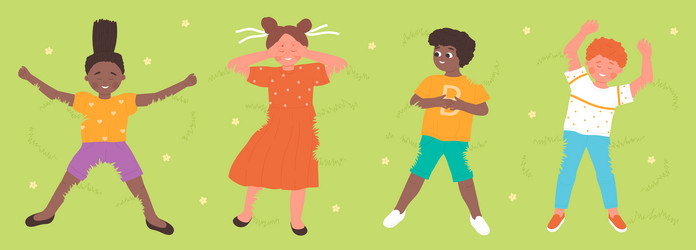 Children in grass Royalty Free Vector Image - VectorStock