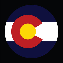 Circle badge colorado flag isolated Royalty Free Vector