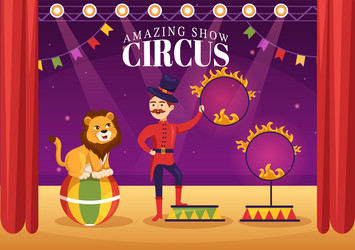 Circus template hand drawn cartoon flat with show Vector Image