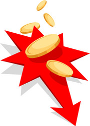 Currency crash and arrow down Royalty Free Vector Image