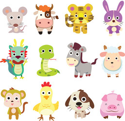 Cute Cartoon Animals Eating Royalty Free Vector Image