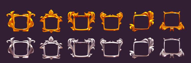 Game frames silver and gold ui borders evolution Vector Image