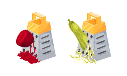 Grater or shredder grating vegetable into fine Vector Image