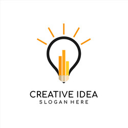Electric lightbulb pencil creative education logo Vector Image