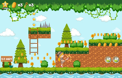 Platform game background template Royalty Free Vector Image