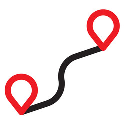 Route and pin location line icon road with map Vector Image