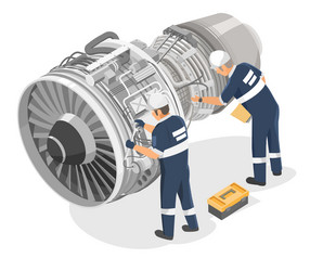 Aircraft jet engine airplane turbine isometric Vector Image