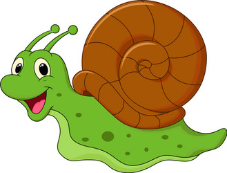Cartoon funny snail eating a leaf Royalty Free Vector Image