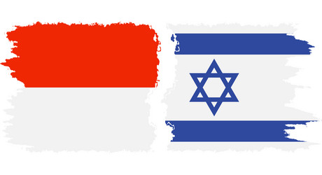 Indonesia and israel grunge flags connection Vector Image