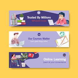 Online learning banner template design Royalty Free Vector